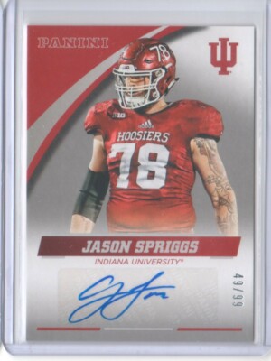 2016 Panini Collegiate Indiana Autograph Silver Jason Spriggs /99 Auto ...