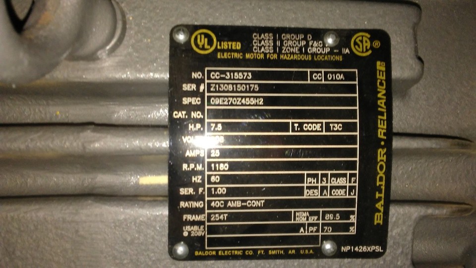 New 7.5 HP 254T Frame 1180 RPM 208 Volt AC Motor | eBay