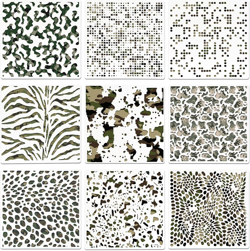 9 Pcs Camo Stencils for Spray Paint, Camouflage Spray Paint Templates ...