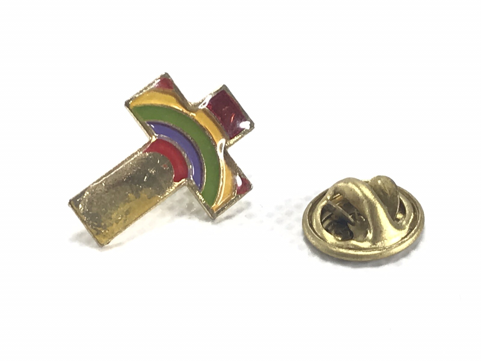 Religious Jesus Cross With Rainbow 3/4” Vintage Lapel Pin Pinback ...