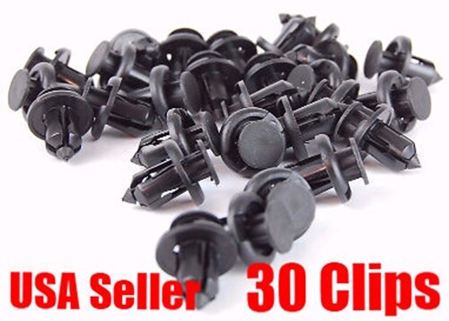30 x Nylon Black Front Rear Bumper cover Push-Type Retainer Clip For ...