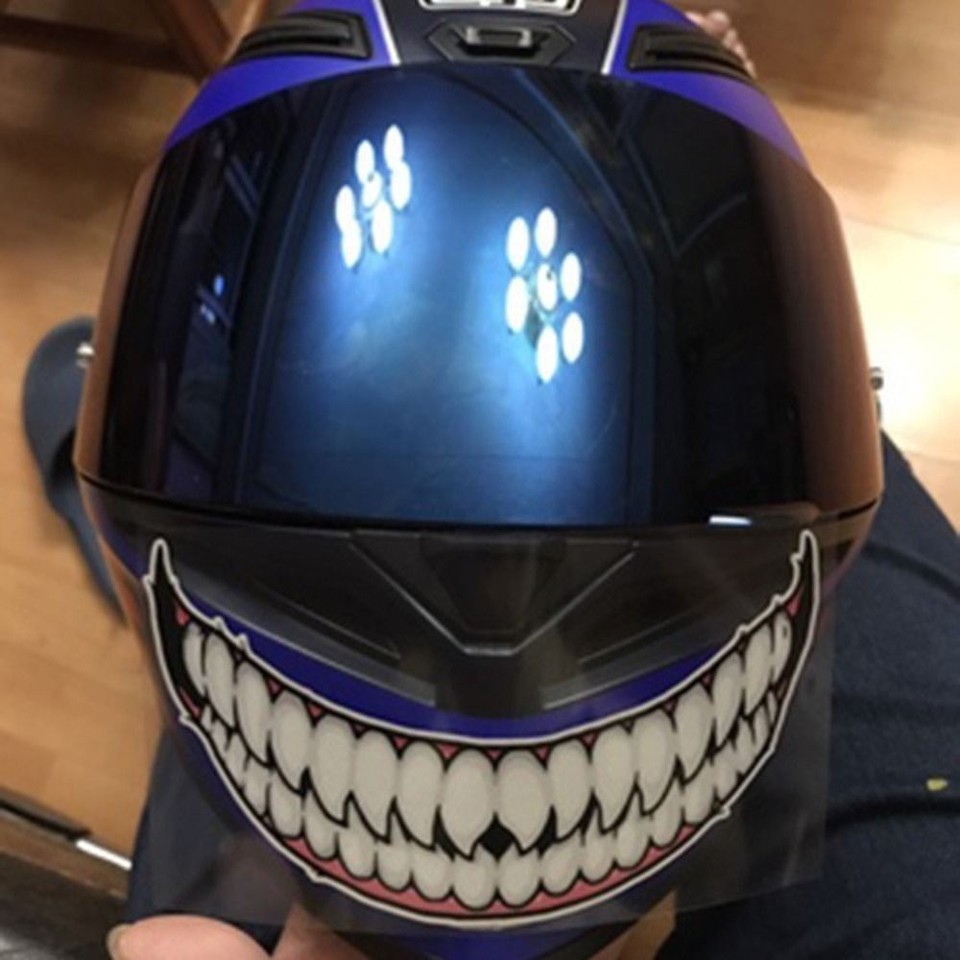 Motorcycle Helmet Sticker Evil Tooth Car Styling Decals Self Adhesive ...