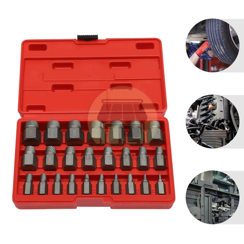 25PCS Multi-Spline Screw Extractor Set Hex Head Bit Socket Wrench Bolt ...