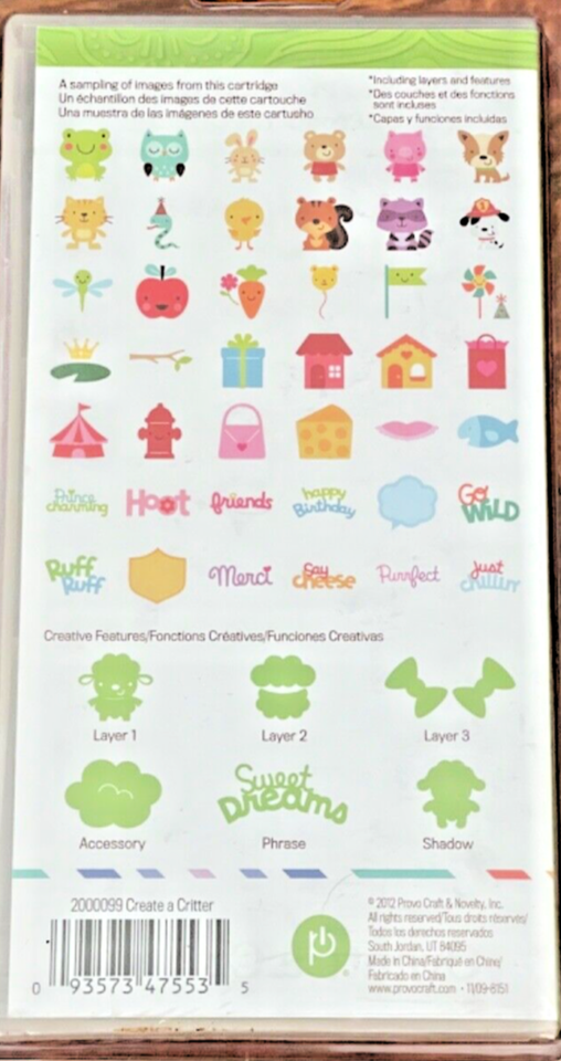 Cricut Create A Critter Art Cartridge 200099 All Machines Up To 700 ...