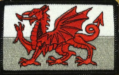 WALES Flag Military Patch W/ VELCRO® Brand Fastener BLACK Border Gray ...