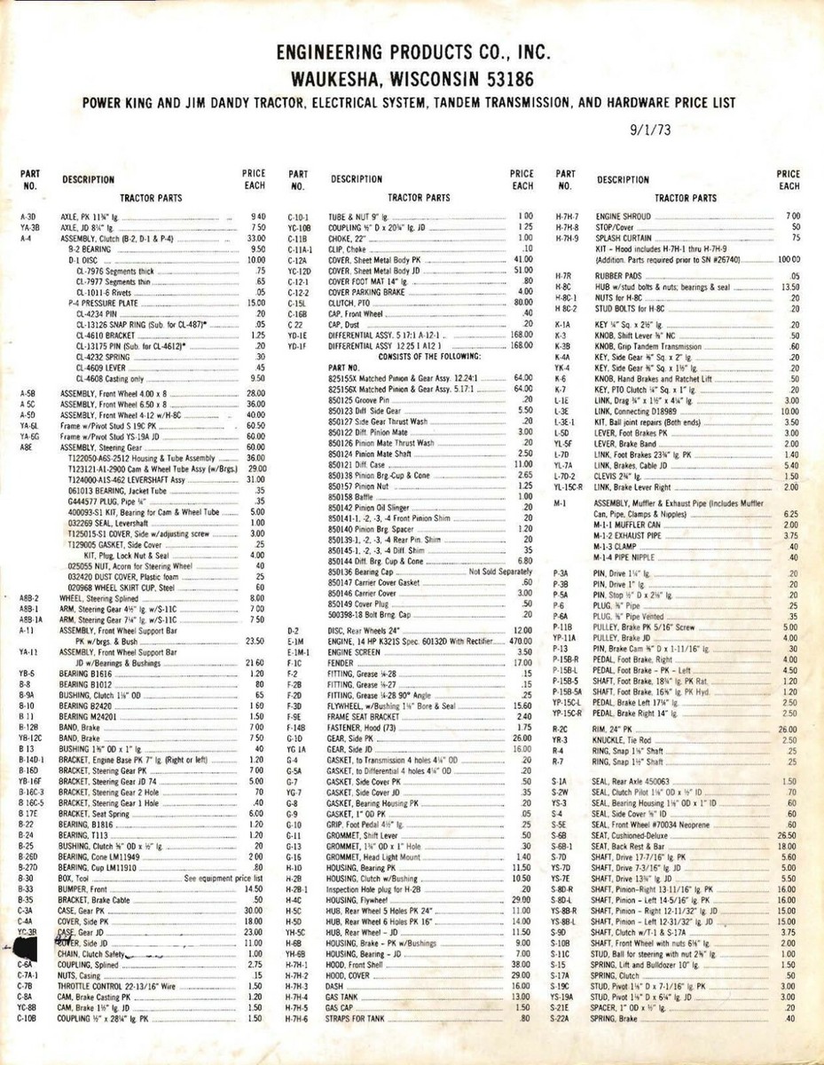 Power King Parts Lookup