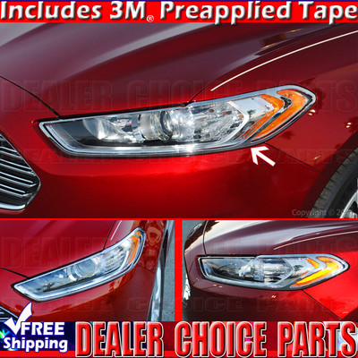 2013 2014 2015 2016 FORD FUSION Triple Chrome ABS Headlight COVERS ...
