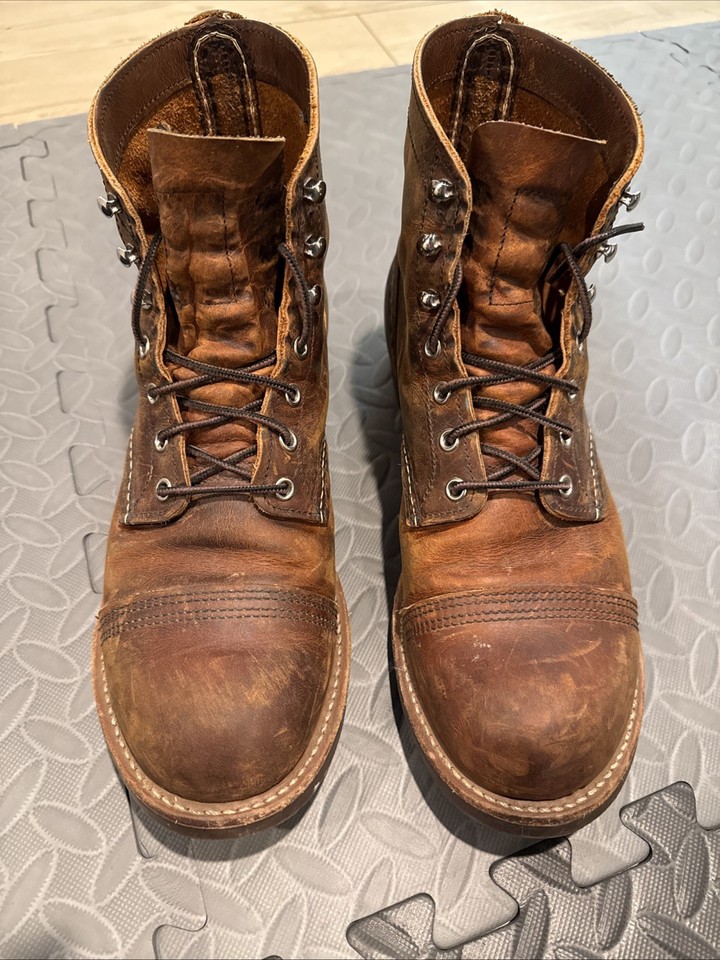 Red Wing 8085 Iron Ranger Men 9.5 D Copper Rough Tough Brown Leather ...
