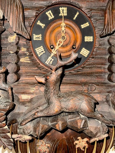 Rare Huge (3 Ft Tall) Antique Hunter Black Forest Fusee Cuckoo Wall ...