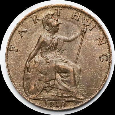 Great Britain 1918 farthing, old world coin Ch. Unc brown #5110 | eBay