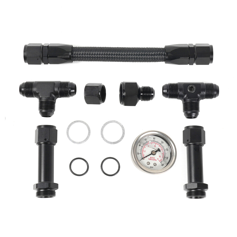 For Holley Carburetor 4150 Pressure Gauge AN8 Braided Dual Feed Carb ...