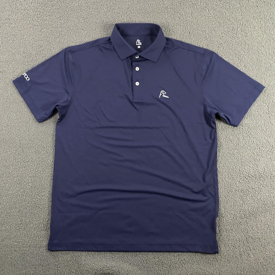 Rhoback Polo Shirt Mens Medium Solid Navy Performance Golf Stretch Dog ...