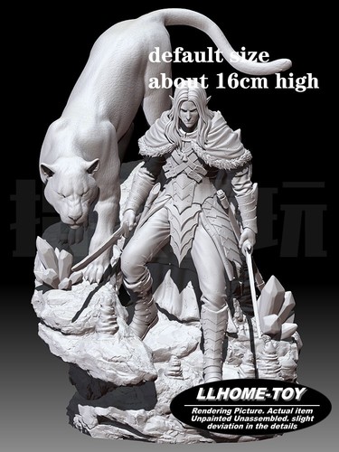 Anime Drizzt Do'Urden Elf Leopard Battle Resin 3D Print GK Kit Figure ...
