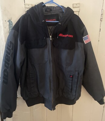 Snap-On Jacket Mens XL Full Zip Quilted Canvas Hooded Heavy Coat ...