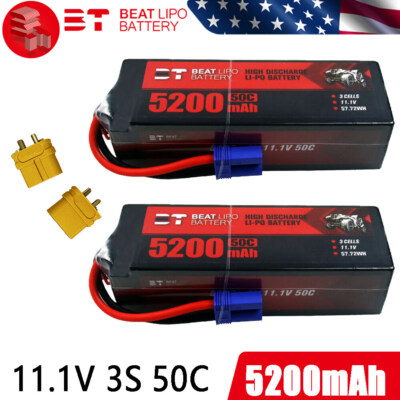 BTBEATLIPO 2x 3S Lipo Battery Pack 5200mAh 11.1V 50C EC5 for RC Car ...