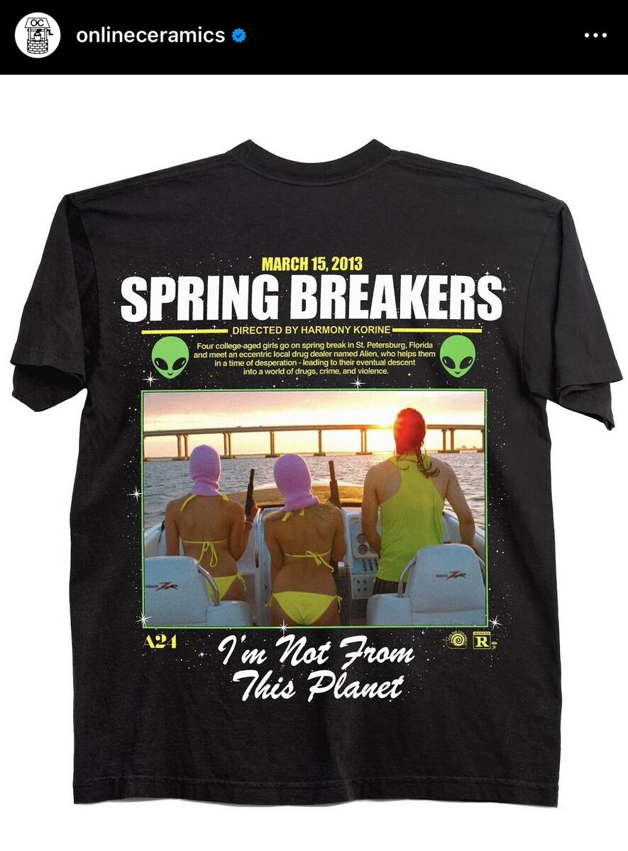 A24 x Online Ceramics NEW XL Spring Breakers Alien Tee A24 x Online Ceramics NEW XL Spring Breakers Alien Tee