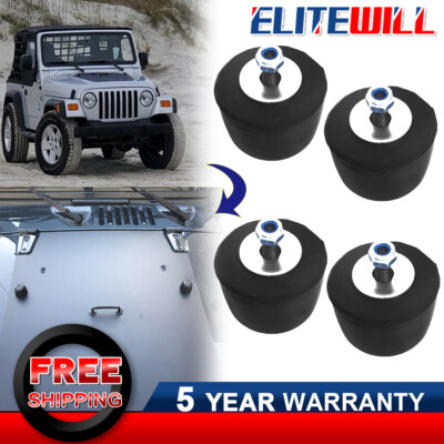 4 PC Hood Bumper Stops Fit Jeep Wrangler 1987-2018 Cushion Stoppers ...