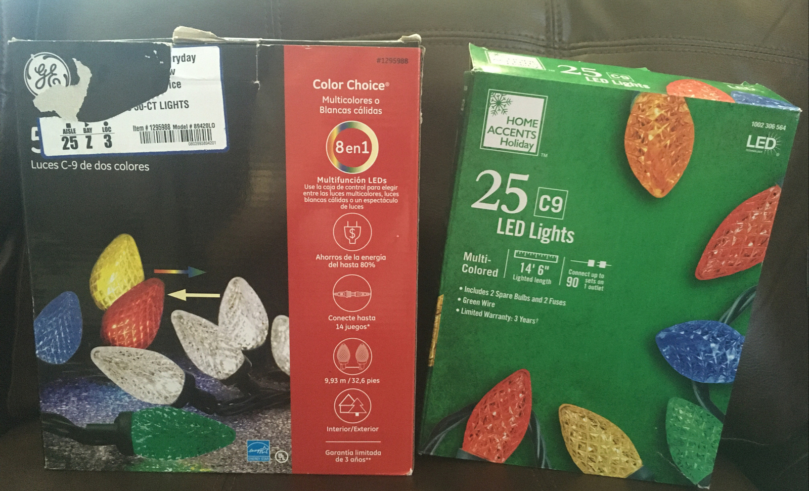 GE Color Choice 50 Count C9 Multicolor White LED Christmas String ...