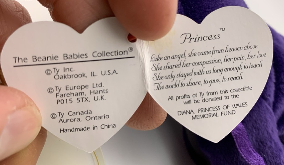 Ty Beanie Baby PRINCESS Diana Bear 1997 RARE & RETIRED MINT w/ TY ...