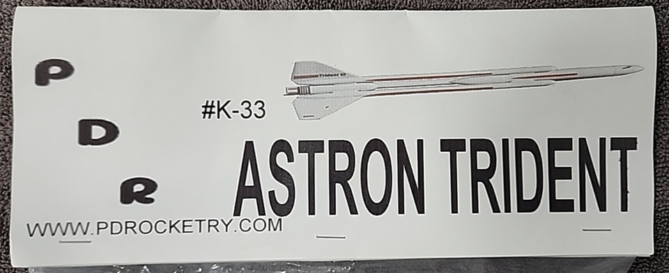 OOP. PD Rocketry Model Rocket Kit Astron Trident #K-33 Free Shipping No ...