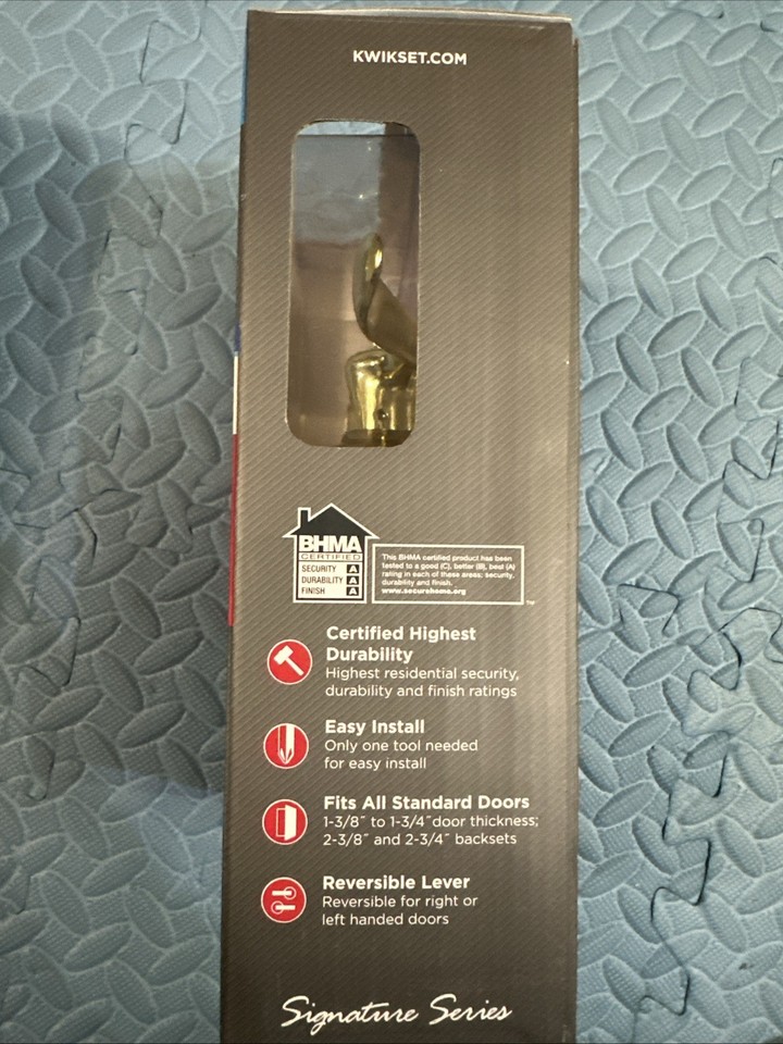 Kwikset Tustin Polished Brass Privacy Lockset ANSI/BHMA Grade 2, 1-3/4 ...