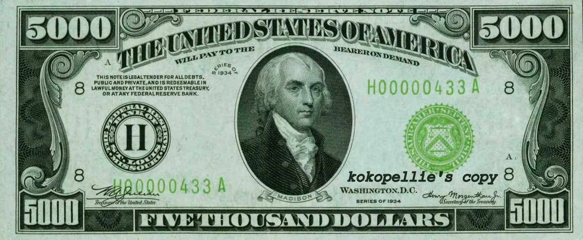 1934 5000 Dollar Bill