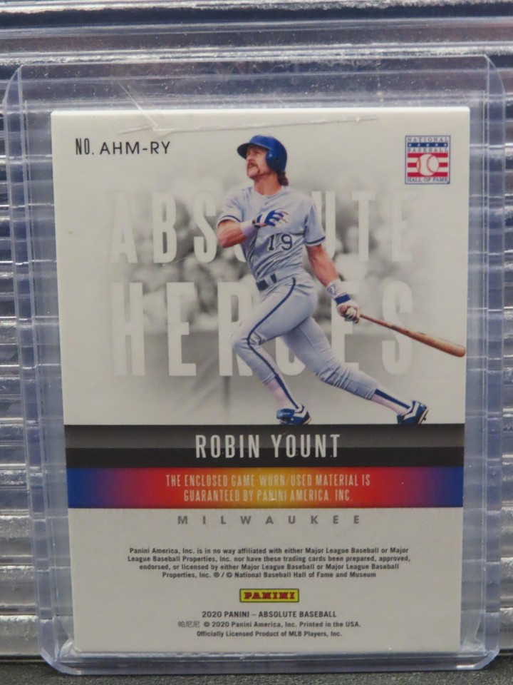 2020 Absolute Robin Yount Red Heroes Dual Game Used Bat #3/49 Brewers ...
