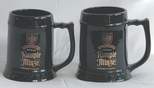 Pair of Rumple Minze Peppermint Schnapps Large Ceramic Steins Mugs 6-3/ ...