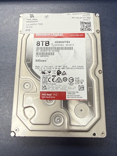 Western Digital WD Red Pro 8TB 3.5" NAS Internal HDD WD8005FFBX-68CAKN0 ...