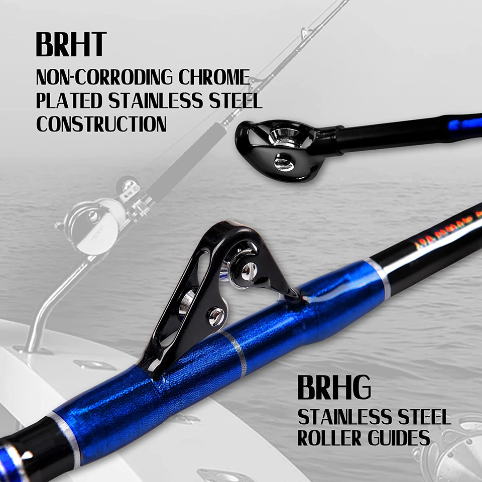Fiblink Bent Butt Fishing Rod 2-Piece Saltwater Offshore Trolling Rod ...