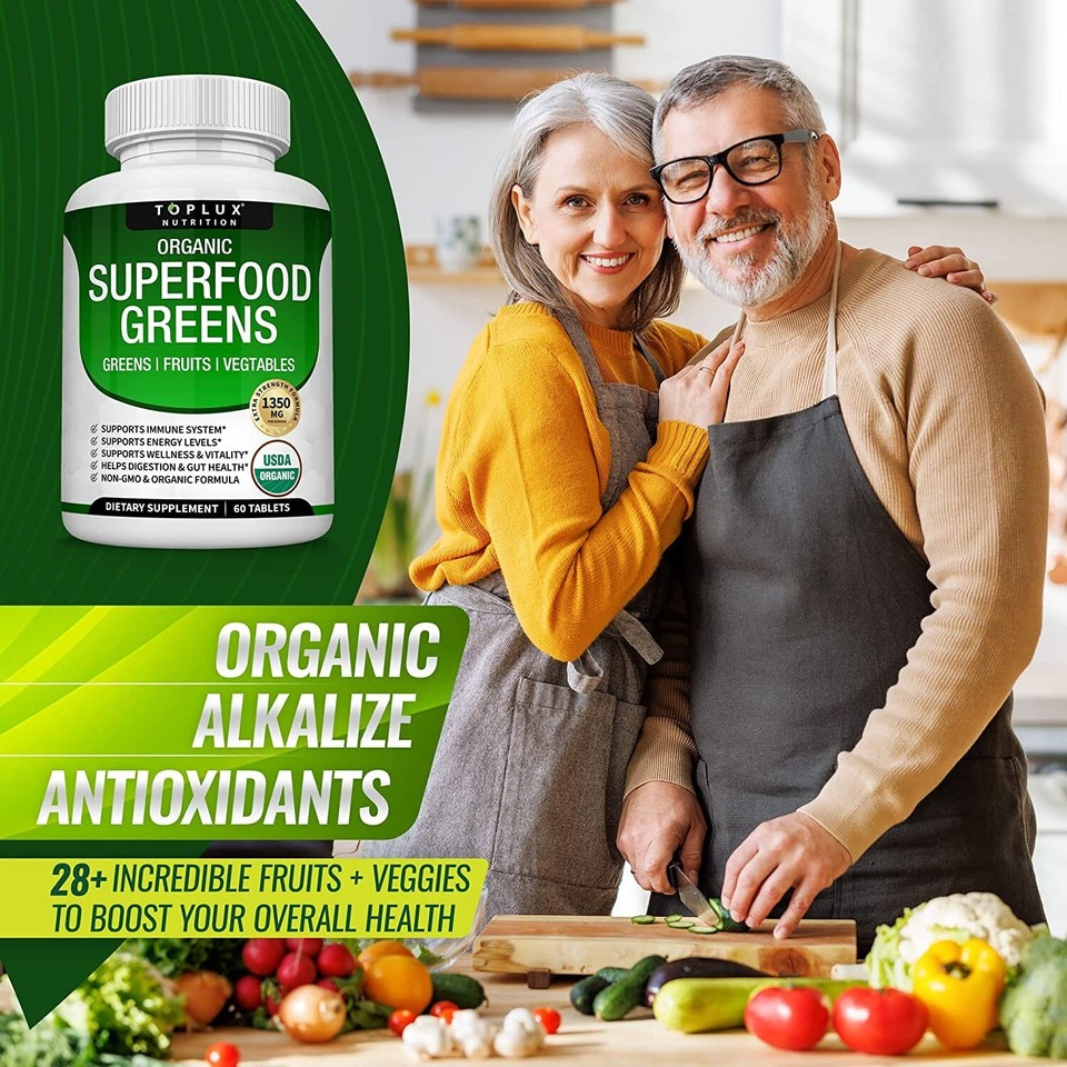 Organic Greens Superfood Tablets 2 PACKS - Greens, Fruits & Veggies for ...