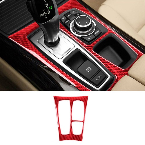 Red Carbon Fiber Interior Gear Shift Cover Trim For BMW X5 E70 X6 E71 ...