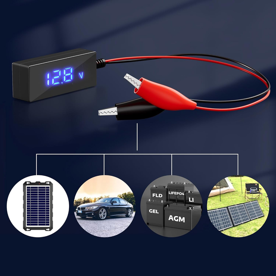6V/12V/24V/48V Battery Tester, 12V LCD Display Universal Battery ...