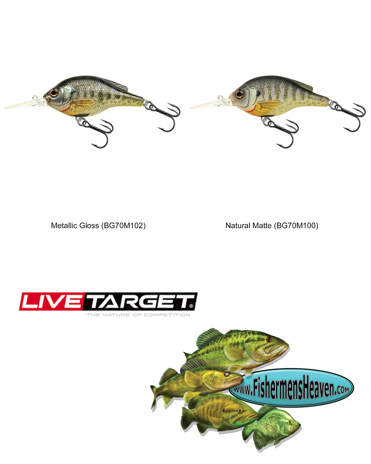 Live Target Bluegill Crankbait (BG70M) 1/2oz MEDIUM DIVE - Pick Gloss ...