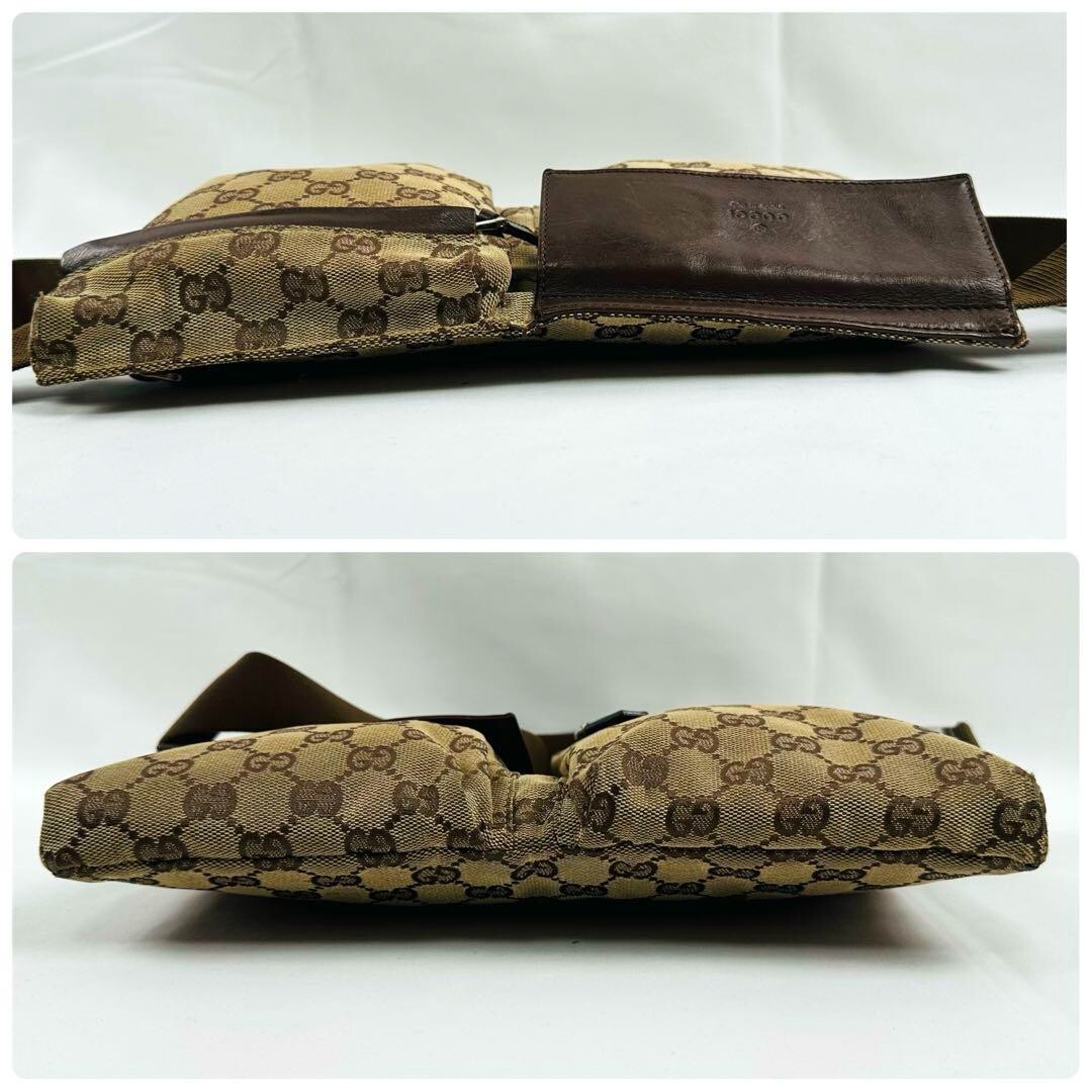 Auth GUCCI Waist Pouch Bum Bag Beige Brown Leather Canvas Auth GUCCI Waist Pouch Bum Bag Beige Brown Leather Canvas