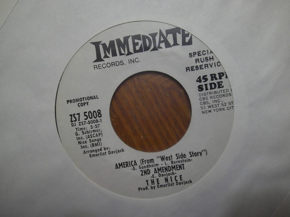 PROMO IMMEDIATE 45 7" RECORD/THE NICE/AMERICA 2ND AMENDMENT EX+ | eBay