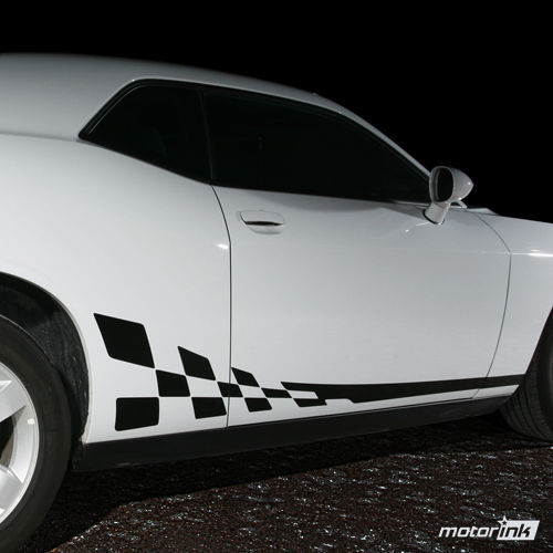 For 2008-2018 Dodge Challenger Rocker Panel Checkered Side Rally ...