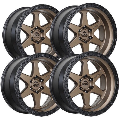 (Set of 4) Lock Off-Road Olympus 20x10 5x5" -18mm Bronze Wheels Rims 20 ...