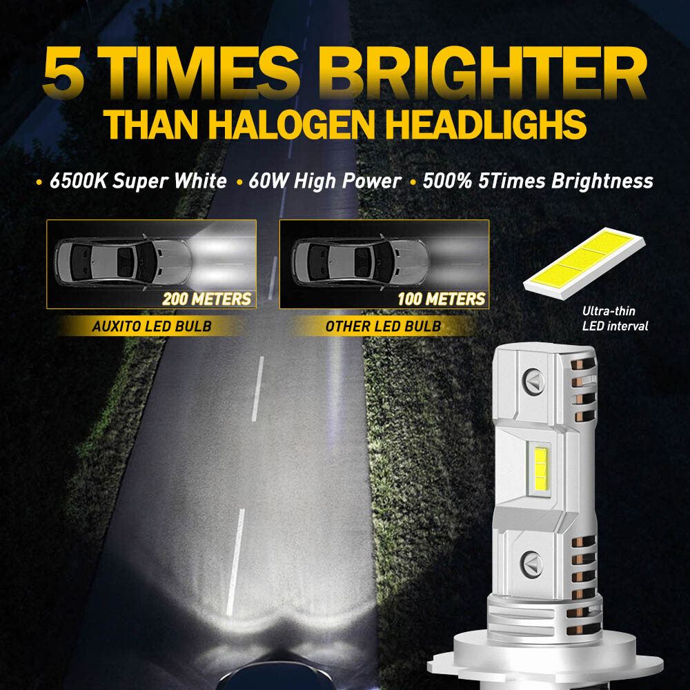 2x Super Bright H7 LED Headlight Kit High Low Beam Bulbs 300000LM 6500K ...