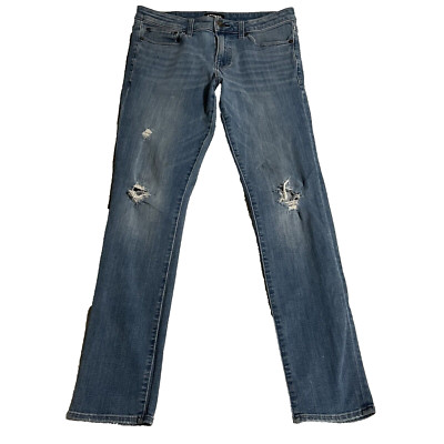 Express 4-Way Hyper Stretch Light Wash Whiskered Ripped Denim Jeans Men ...