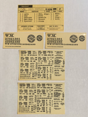 WALTHERS O SCALE DECAL-WESTERN MARYLAND/WM COMBINED FRT SET-BLACK LETT ...