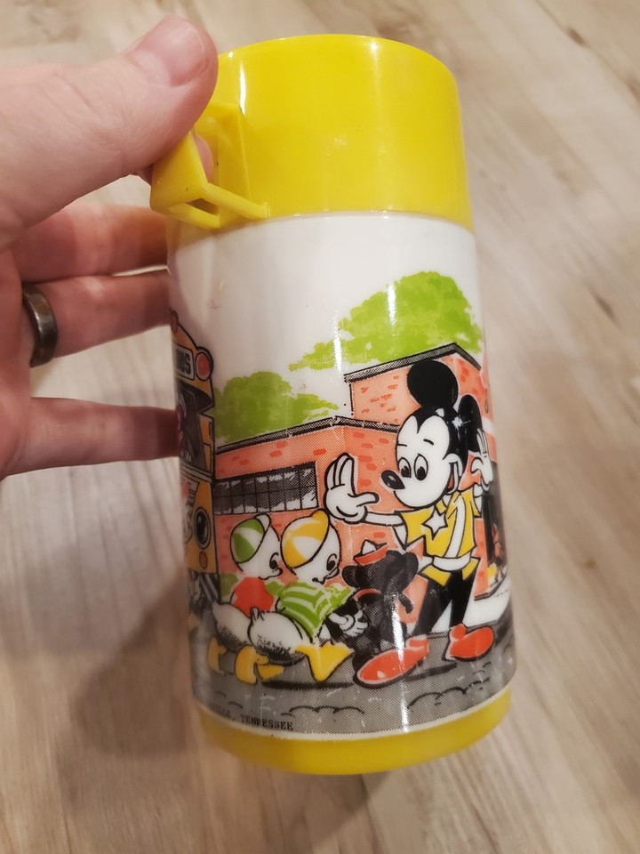 Vintage 1960s Walt Disney School Bus Lunch Box With Thermos - Mickey ...