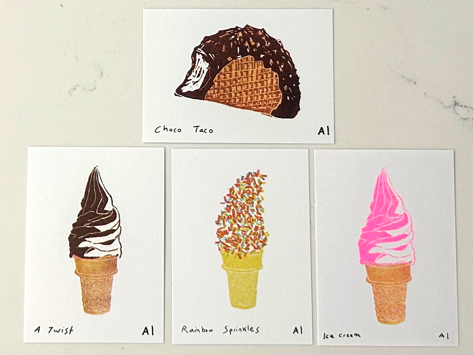 Set of 4 Anastasia Inciardi Ice Cream Mini Prints | eBay