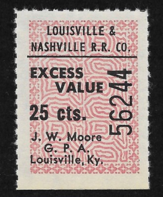 Louisville & Nashville Railroad Excess Value Stamp - 25 cents | eBay