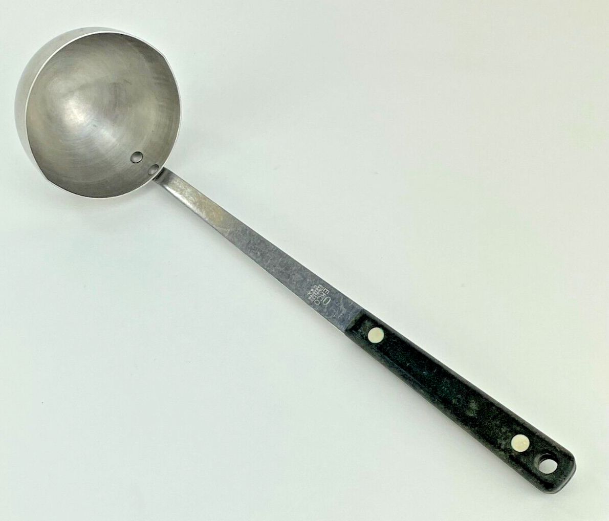 Ekco 12" Double Pour Ladle Stainless Vanadium Black Riveted Handle USA ...