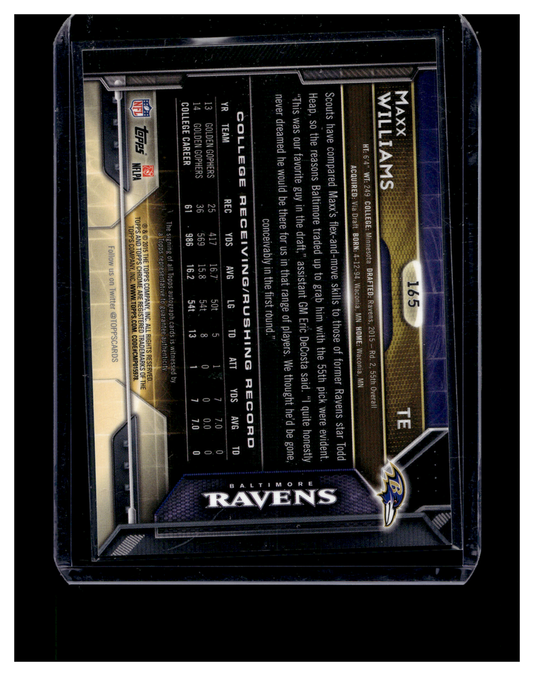2015 Topps Chrome #165 Maxx Williams Rookie Autographs | eBay