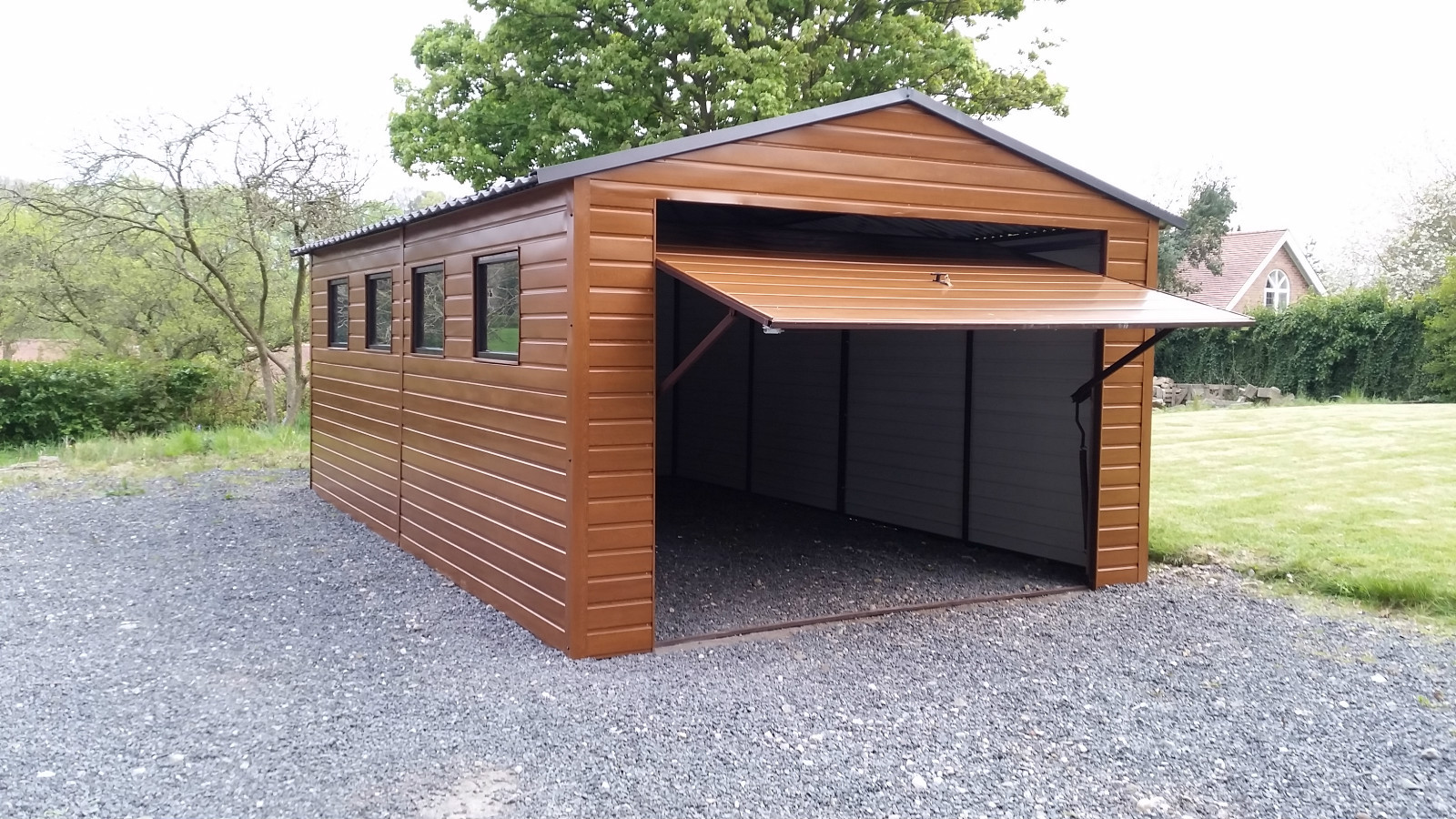 Wood Effect Garage 12x20ft for Car, Motorcycle or Equipment Workshop ...