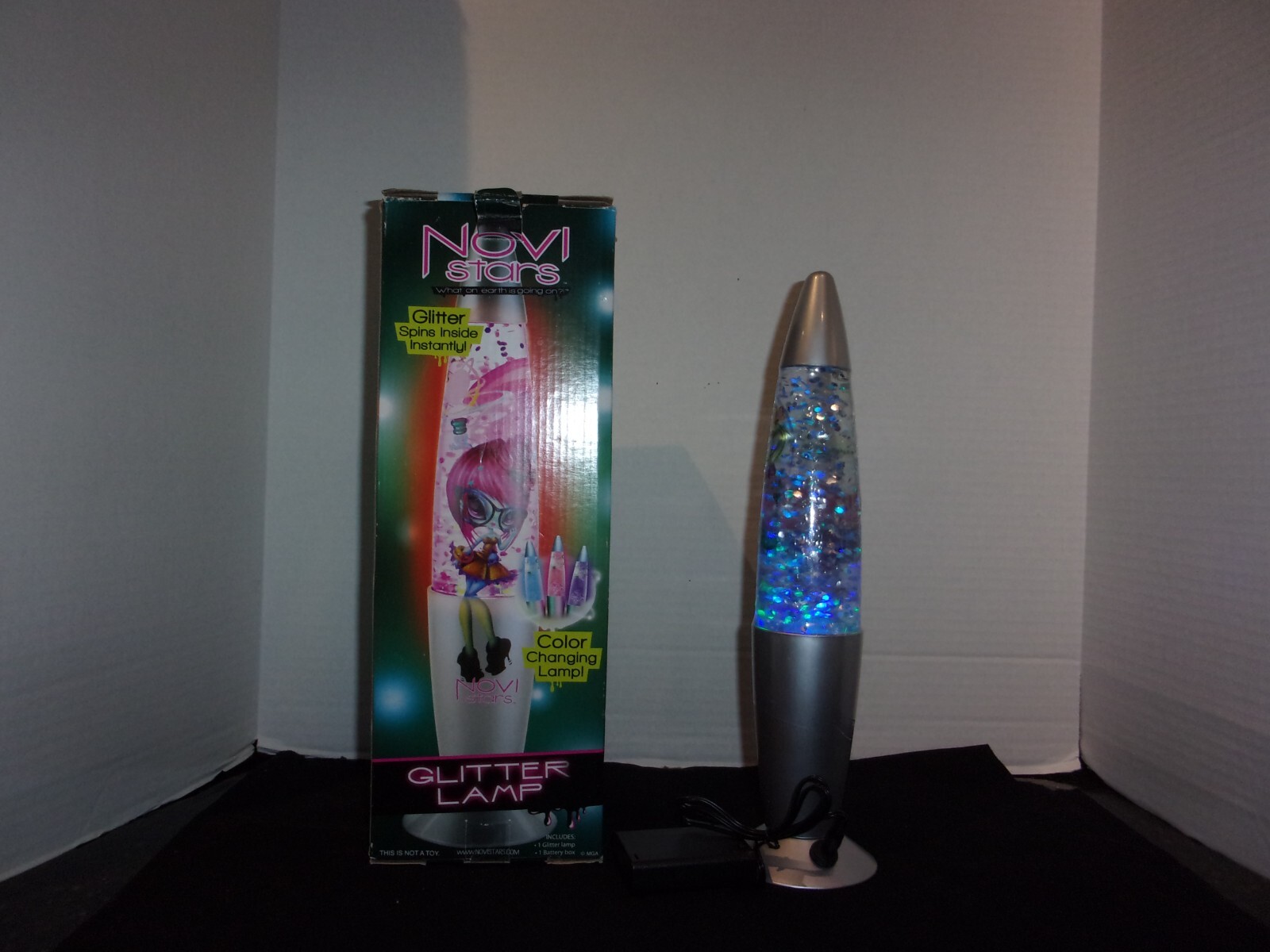 NOVI STARS LAMP COLOR CHANGING-GLITTER SPINS NEW IN BOX 13 1/2 INCHES ...