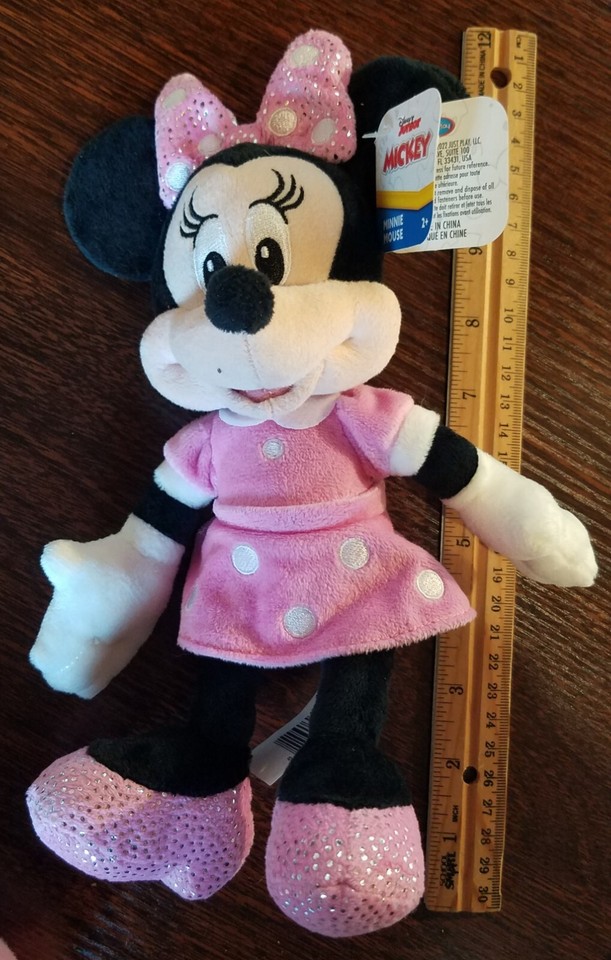 Disney Minnie Mouse Plush Pink Polka Dots 10” Plush Stuffed Animal New ...