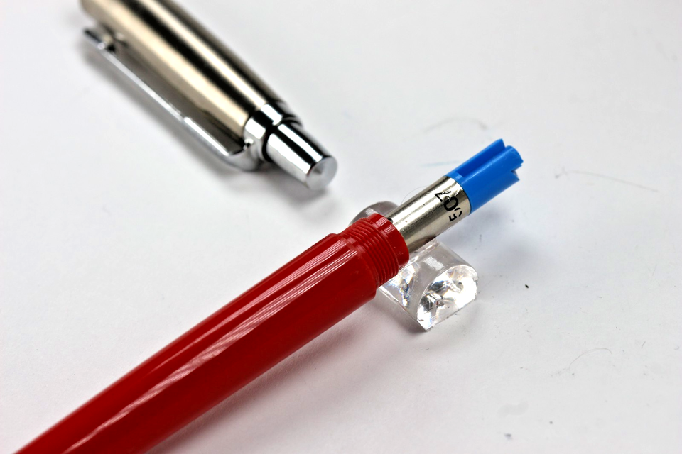 PARKER JOTTER BALLPOINT PEN RED BRASS THREADS MADE PRE-1981 ROUNDED TOP ...